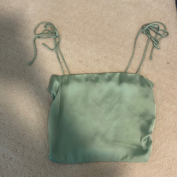 Urban Outfitters | Tops | Urban Outfitters Light Green Silky Tie Strap ...